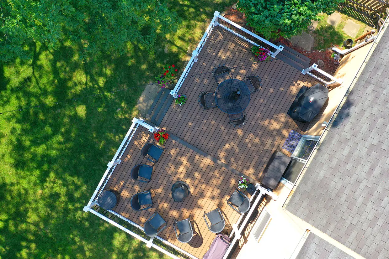 Stylish Two-Tiered Deck Designed By Royal Deck In Wheaton IL